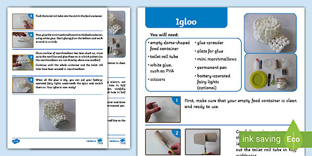 Igloo Craft Instructions - Primary Resources - Twinkl