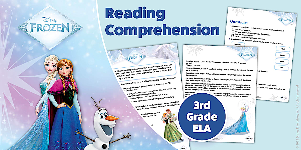 Frozen: Third Grade Reading Comprehension Worksheet - Twinkl