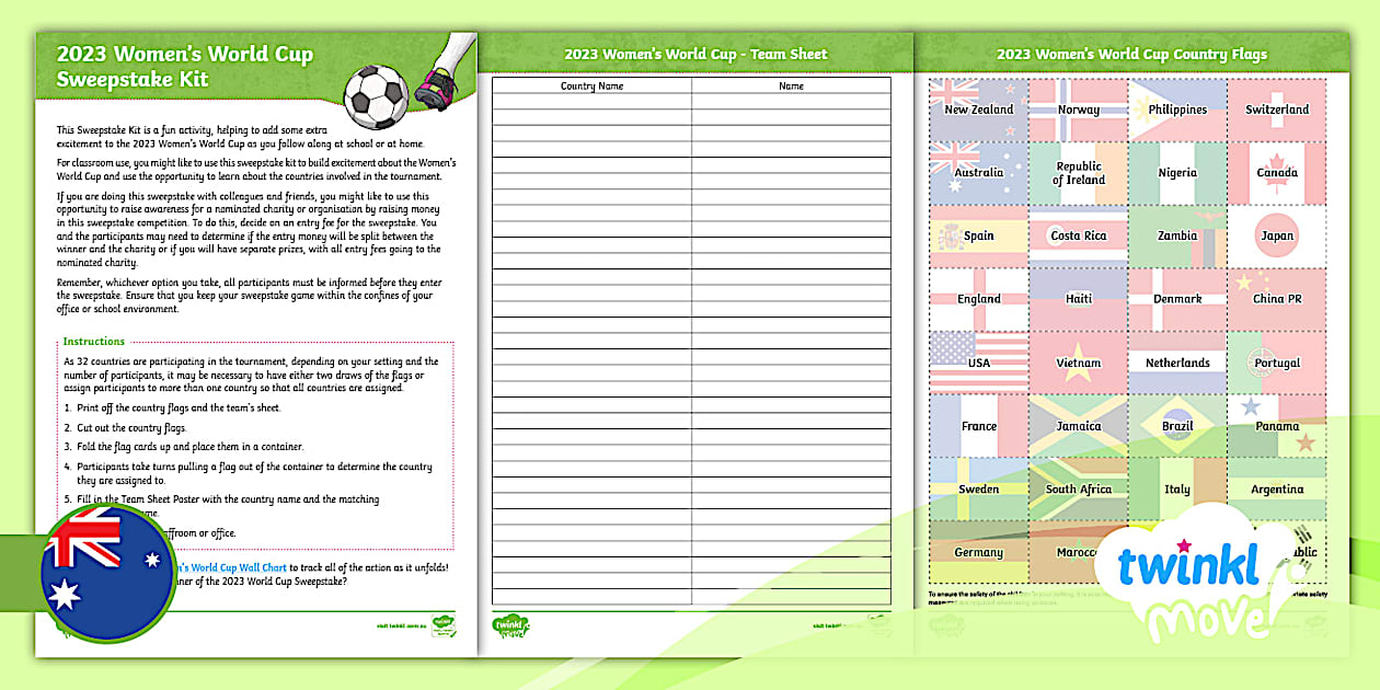 2023 Women's World Cup Sweepstake Kit (Teacher-Made)