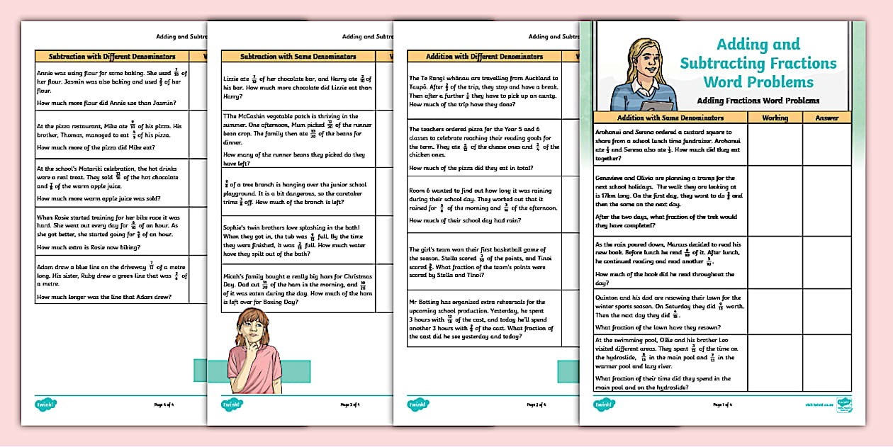 Adding And Subtracting Fractions Like Denominators Worksheet