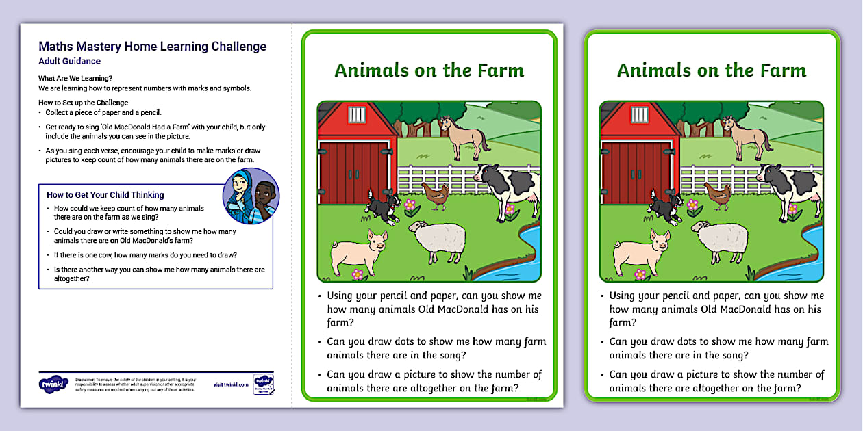 EYFS Represents Numbers Home Learning: Animals on the Farm