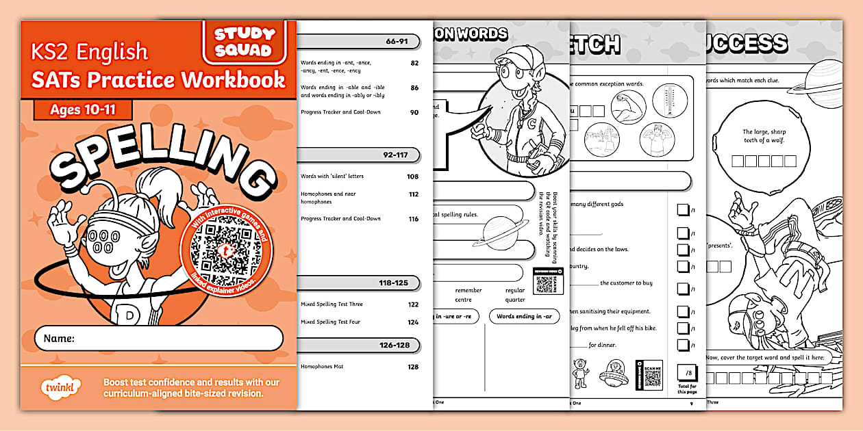 Study Squad KS2 SATs Practice Spelling Workbook - Twinkl