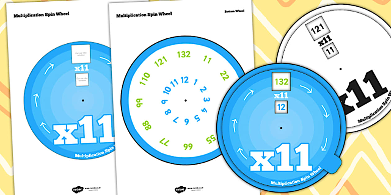 Black and White Multiplication Spin Wheel 11 (teacher made)