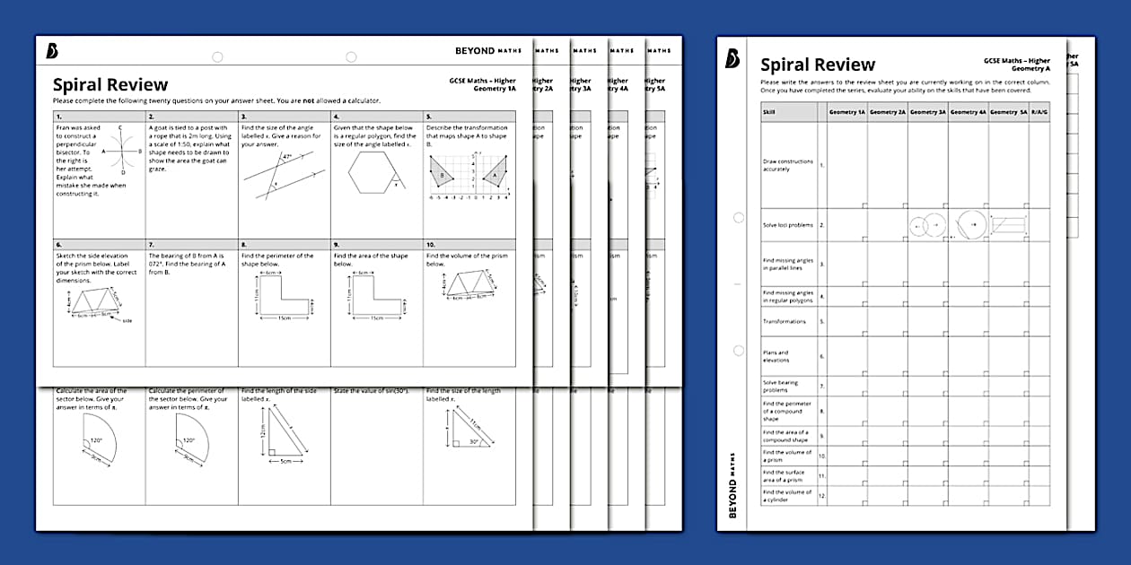 👉 GCSE Higher Geometry Spiral Review A - Twinkl