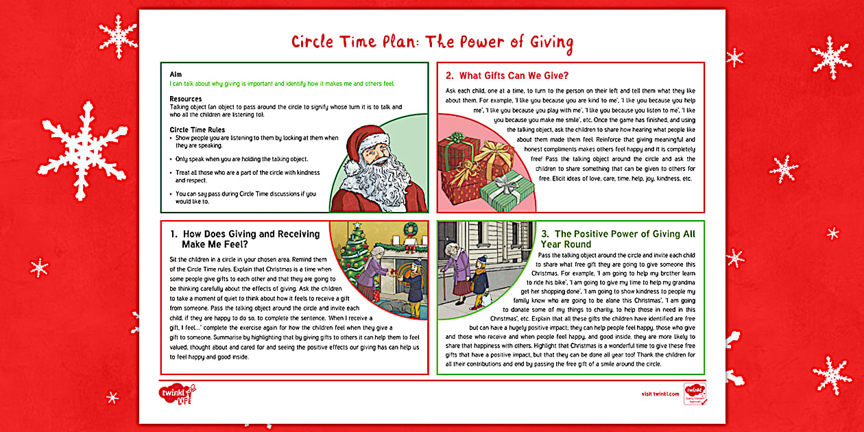 The Power of Giving - Christmas Circle Time Lesson Plan PSHE