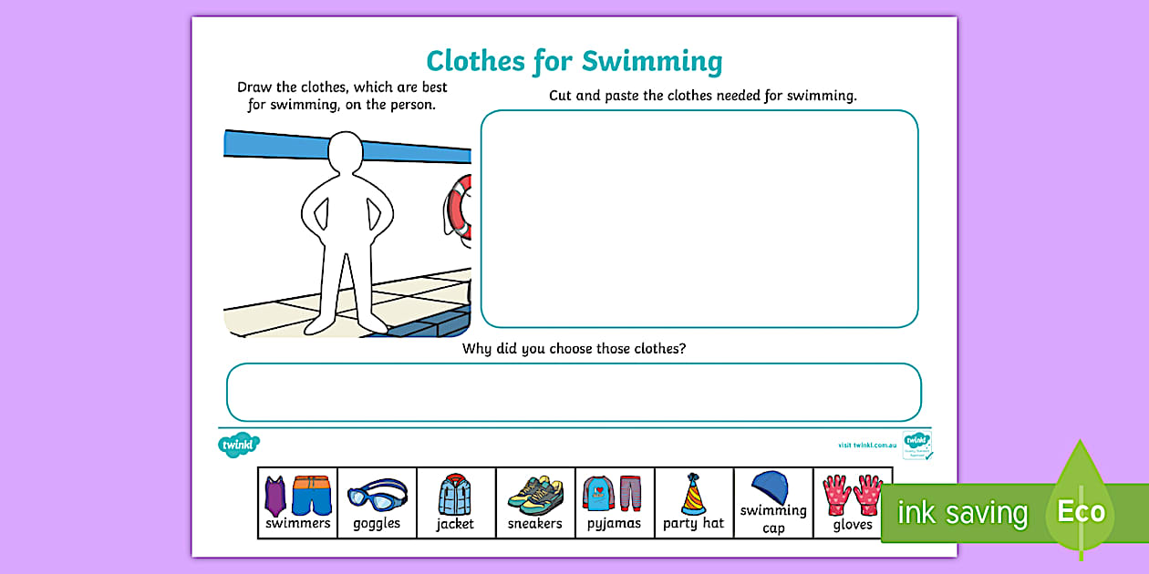 Clothes For Swimming Worksheet | NZ Swimming Resources