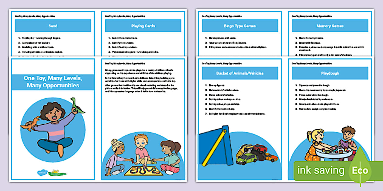 One Toy Many Levels, Many Opportunities Cards (teacher made)