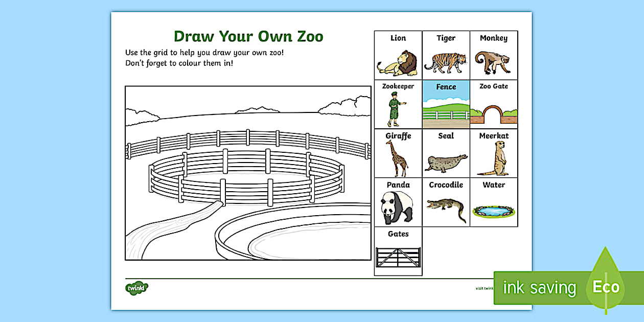 Draw Your Own Zoo Worksheet (teacher made) - Twinkl