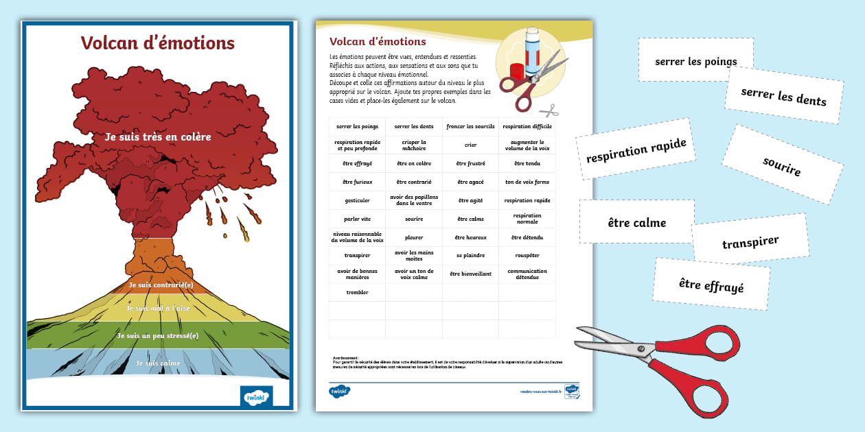 * NEW * Activité sur le volcan d'émotions - Twinkl
