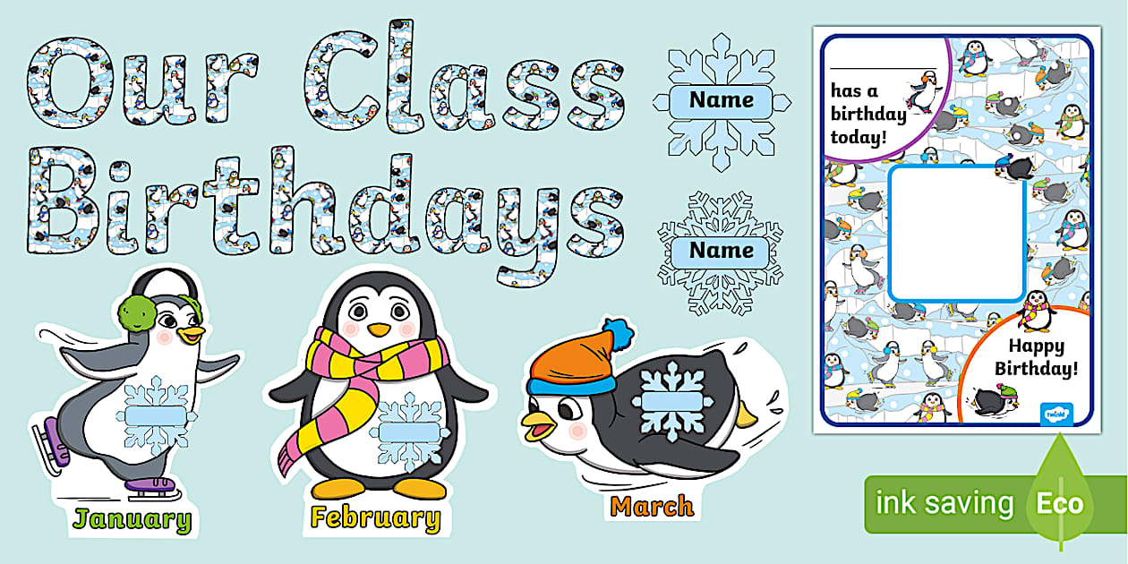 Penguins Birthday Display (teacher made) - Twinkl