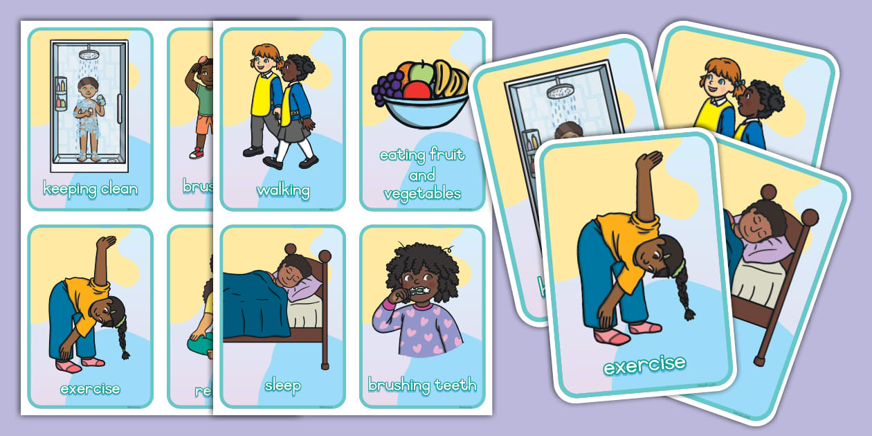 Healthy Habits Flashcards (teacher made) - Twinkl