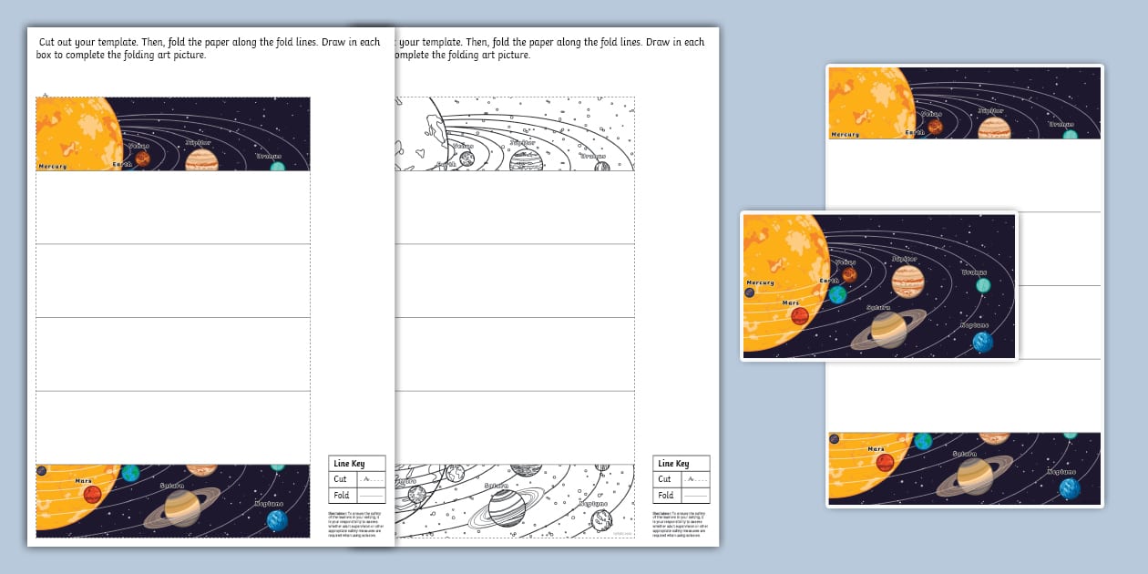 Solar System Folding Art Template (professor feito) - Twinkl