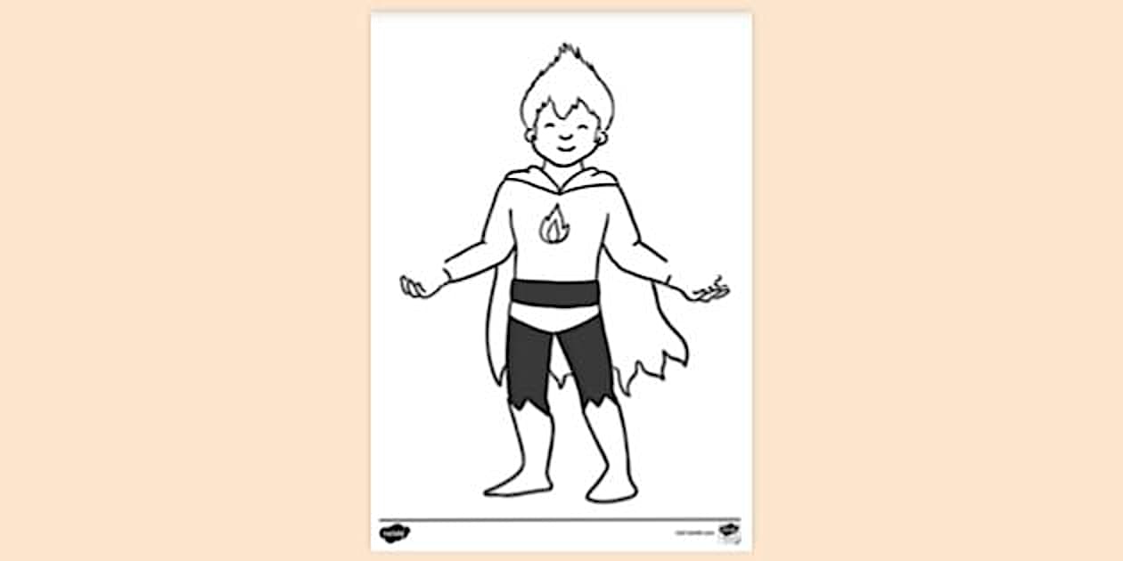 Fire Superhero Colouring Sheet (teacher made) - Twinkl