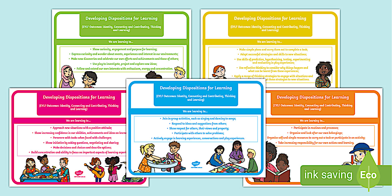 EYLF Dispositions For Learning A4 Display Poster - Twinkl