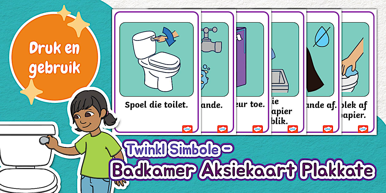 Twinkl Simbole - Badkamer Aksiekaart - Plakkate