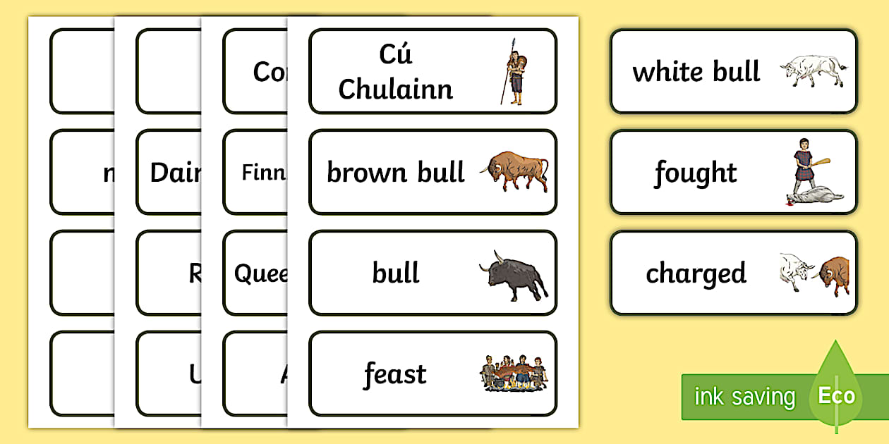The Brown Bull of Cooley Word Cards (teacher made) - Twinkl