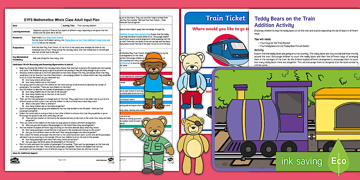 EYFS Maths: Train Journey Addition Whole Class Adult Input Plan and ...