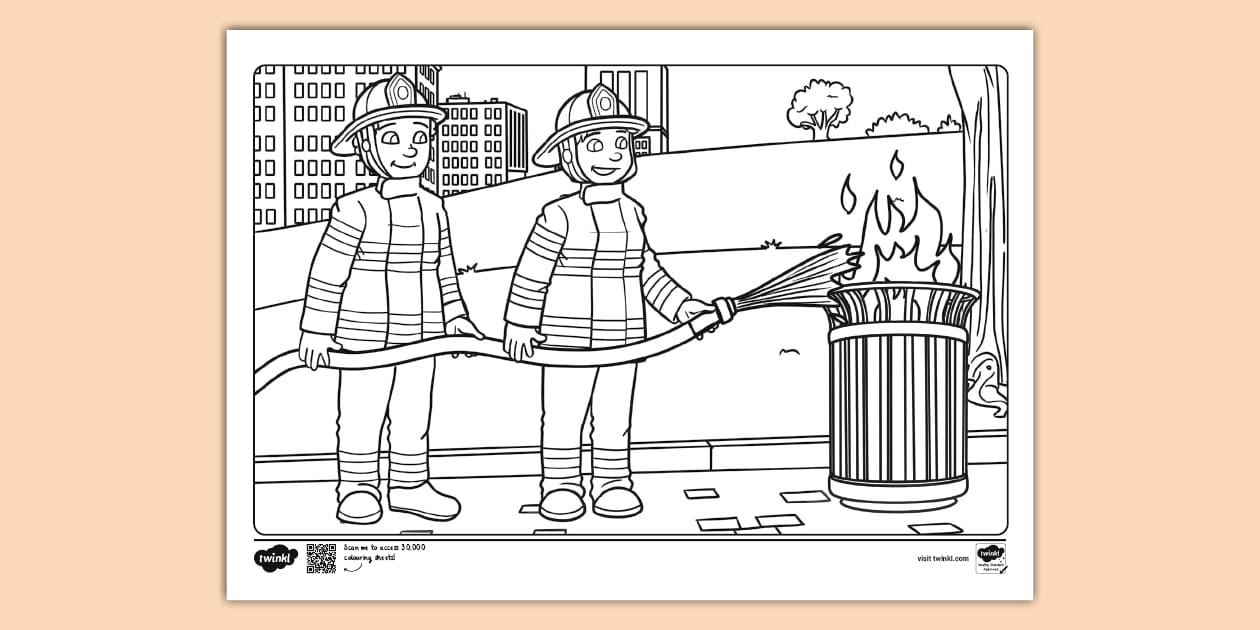 Group of Firefighters Colouring Sheet | Colouring Sheets