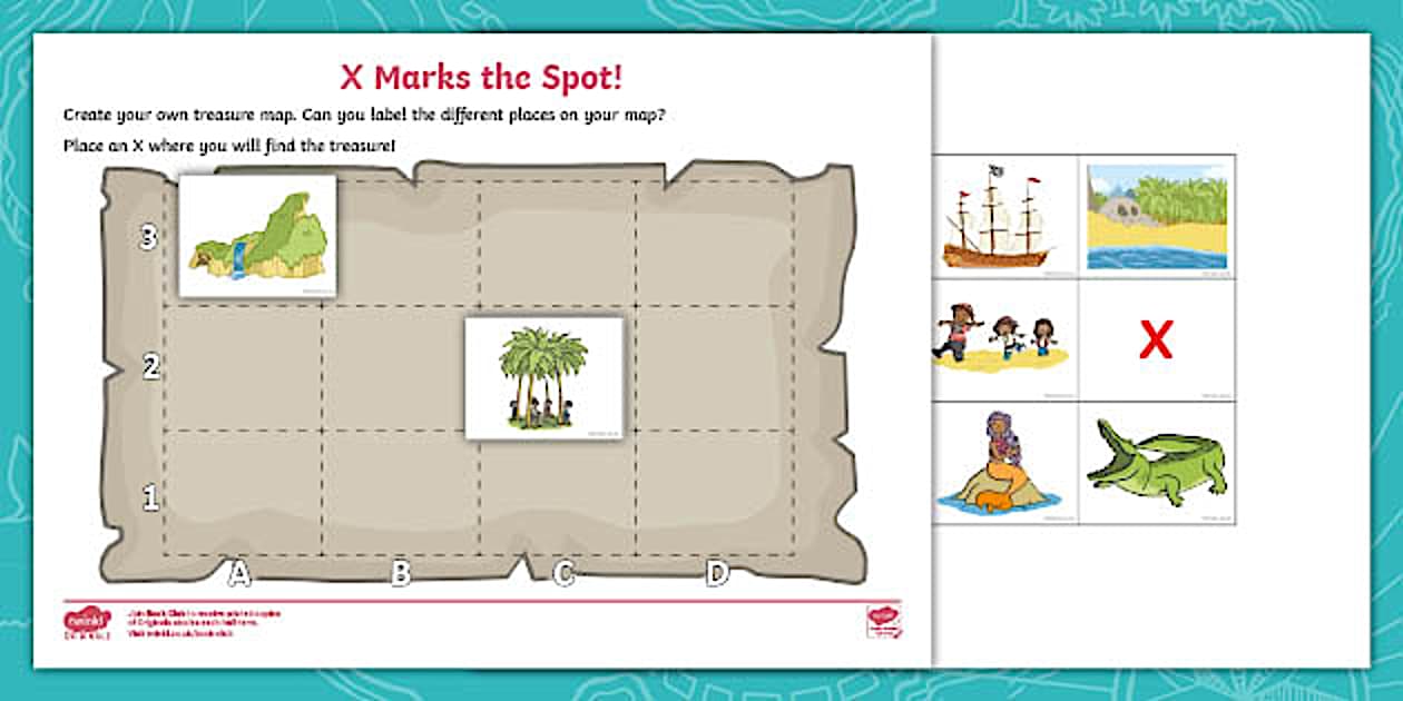 Black and White Jake's First Day - X Marks the Spot Map Making Worksheet