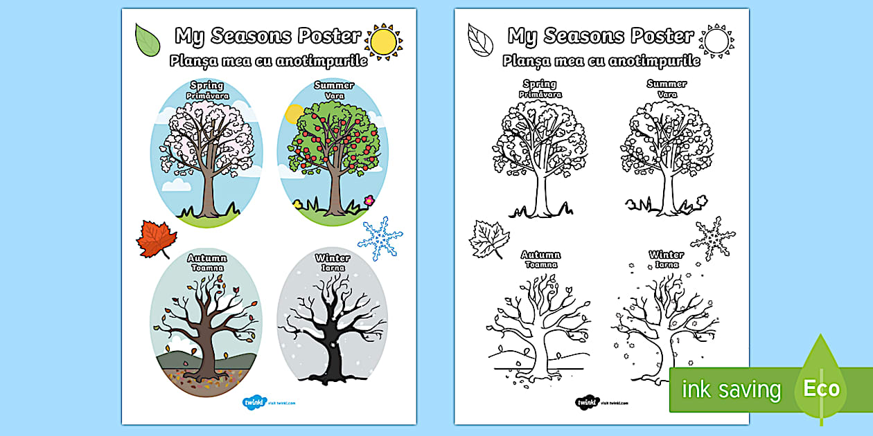 My Seasons Poster English/Romanian (teacher made) - Twinkl