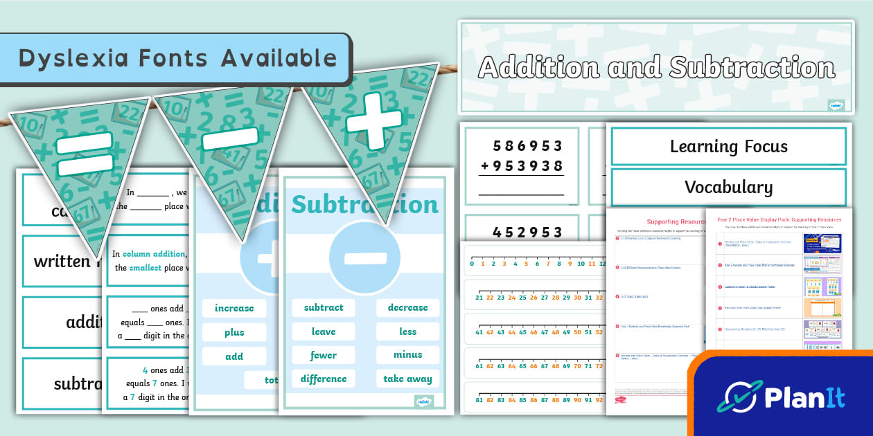 UKS2 Addition and Subtraction Maths Working Wall Display Pack