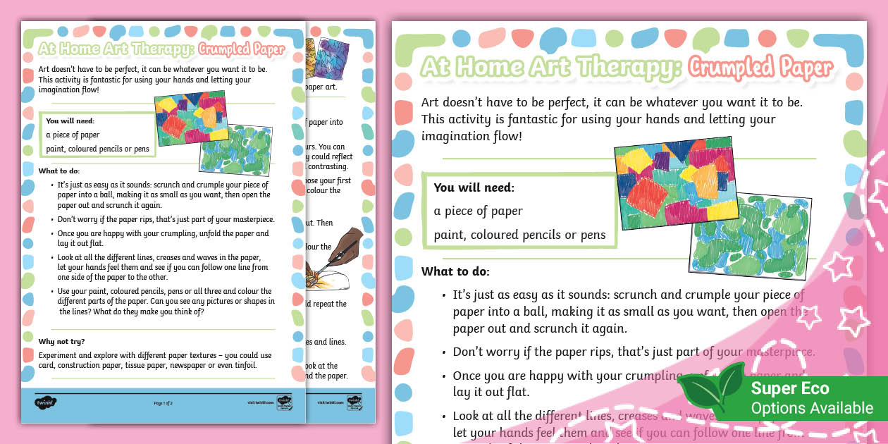 At Home Art Therapy: Crumpled Paper (teacher made) - Twinkl