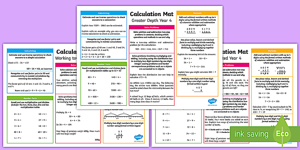 Year 4 Addition, Subtraction, Multiplication and Division ...