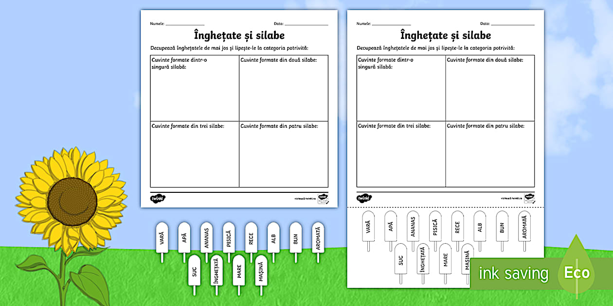 Înghețate și silabe - Activitate (teacher made) - Twinkl