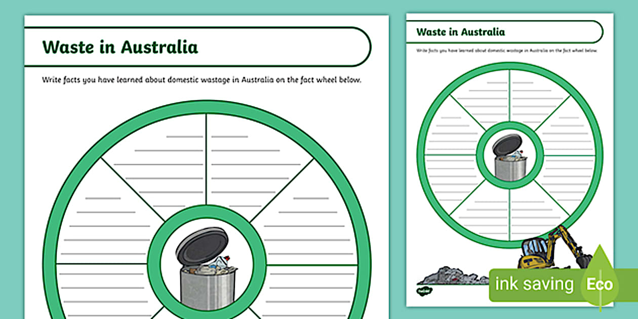 Black and White Waste Wise Fact Wheel Worksheet - Twinkl