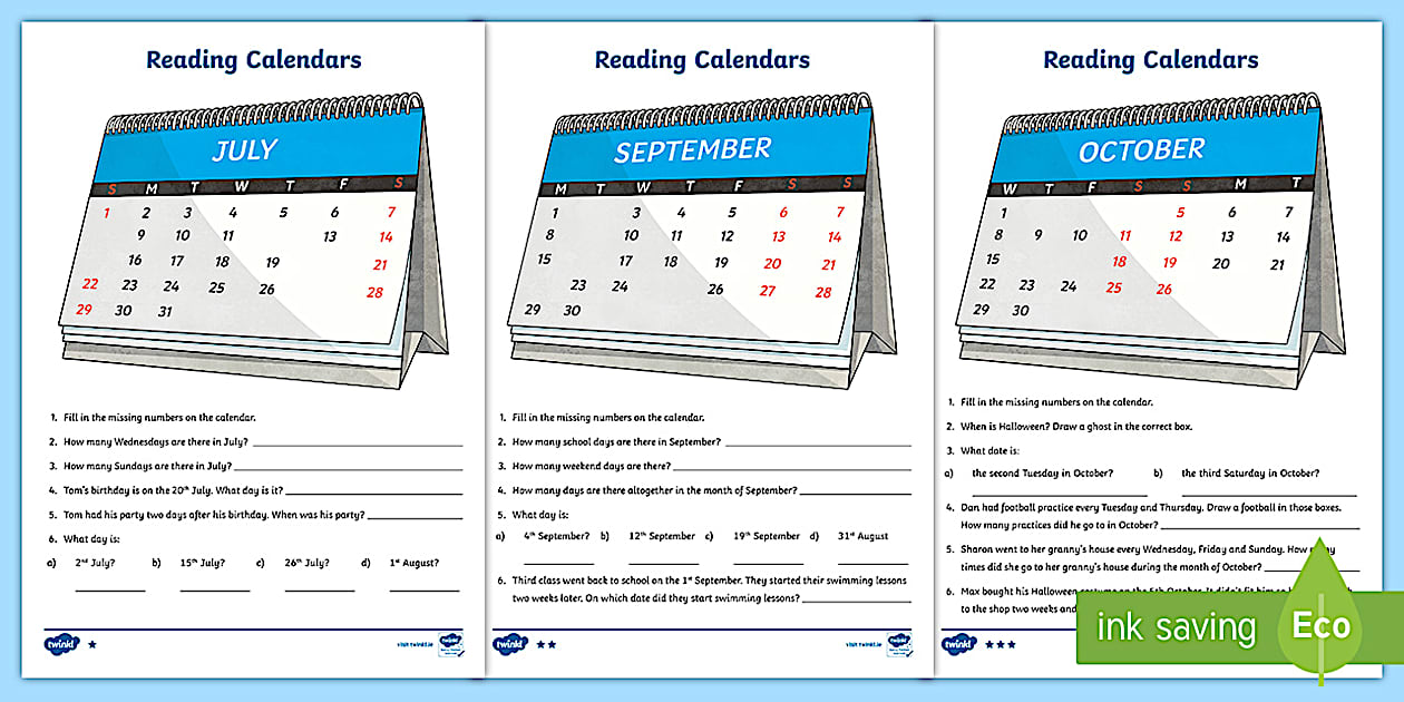 Editable Reading Calendars Differentiated Worksheets
