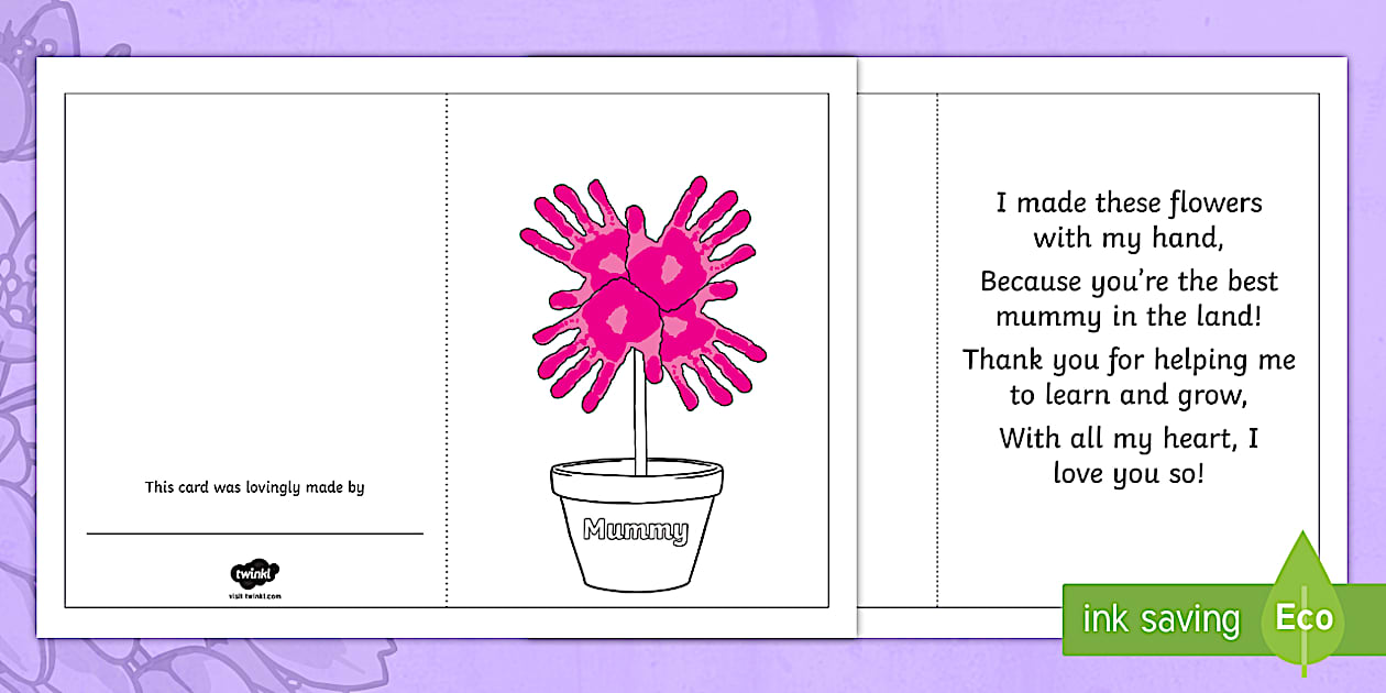 Mother S Day Handprint Card Bloom And Wild Twinkl