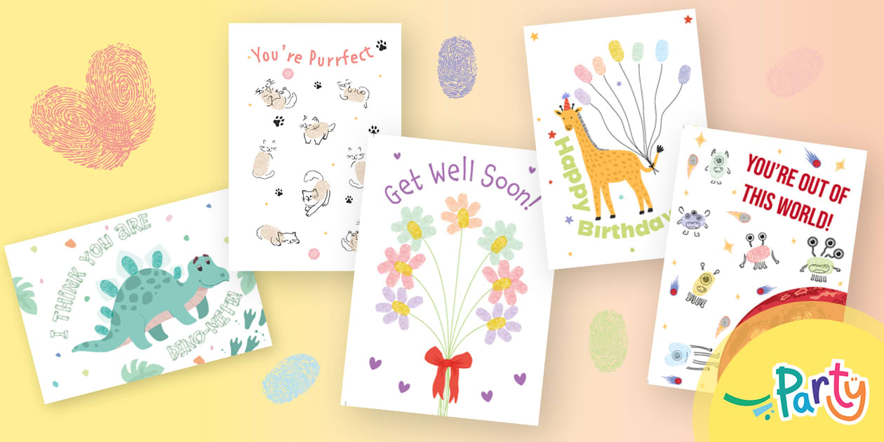 Fingerprint Cards Pack | Twinkl Party (Teacher-Made)