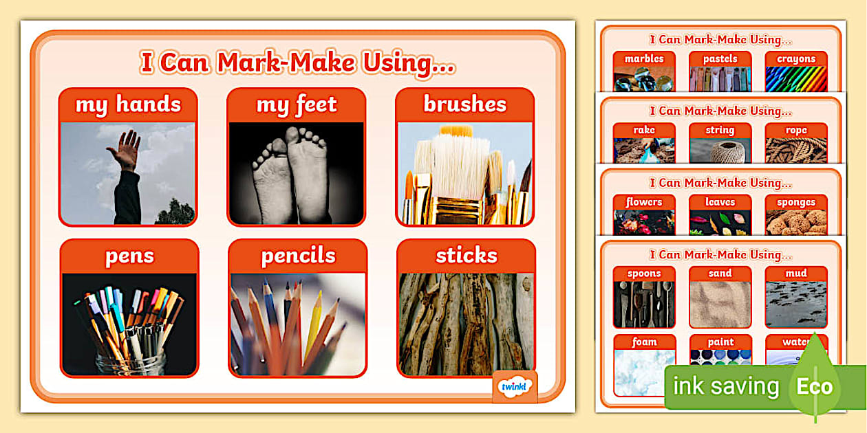 I Can Mark-Make Using… Display Posters (teacher made)