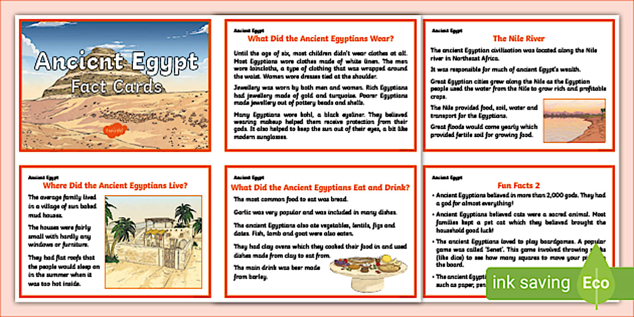 Ancient Egyptian Life Display Fact Cards