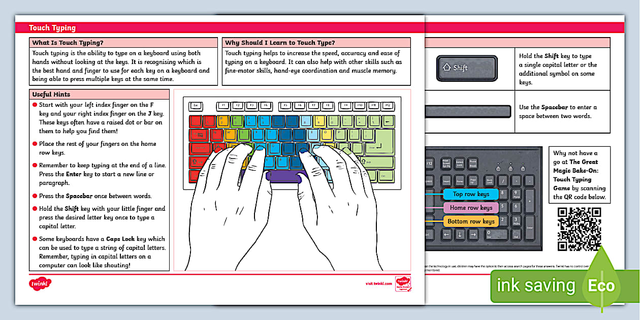 Touch Typing Knowledge Organiser - Twinkl UK - Computing