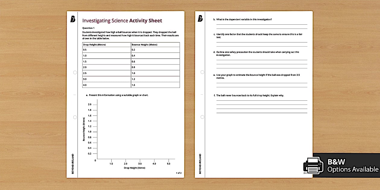 Investigating Science Sample Question Activity Sheet