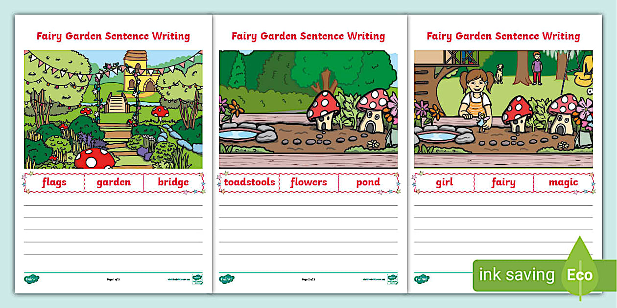 Fairy Garden Sentence Writing Sheet (teacher made) - Twinkl