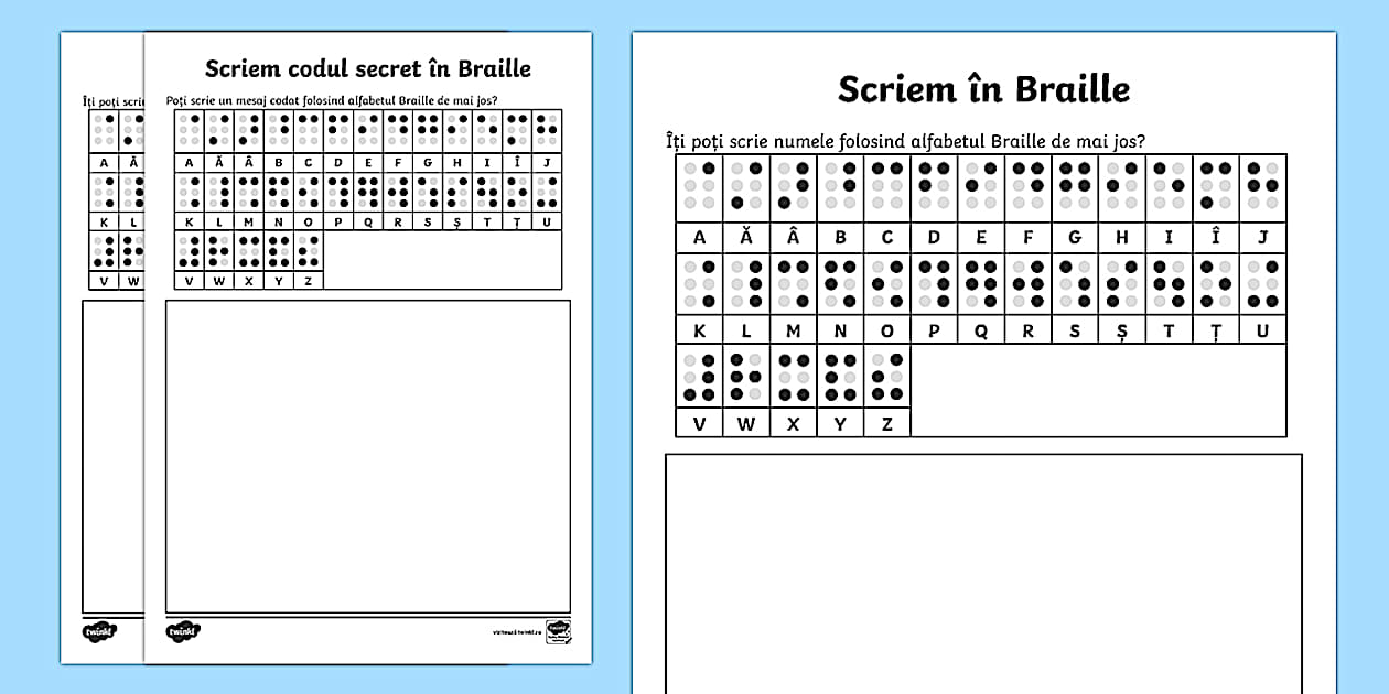 Scriem în Braille – Fișe de lucru (teacher made)