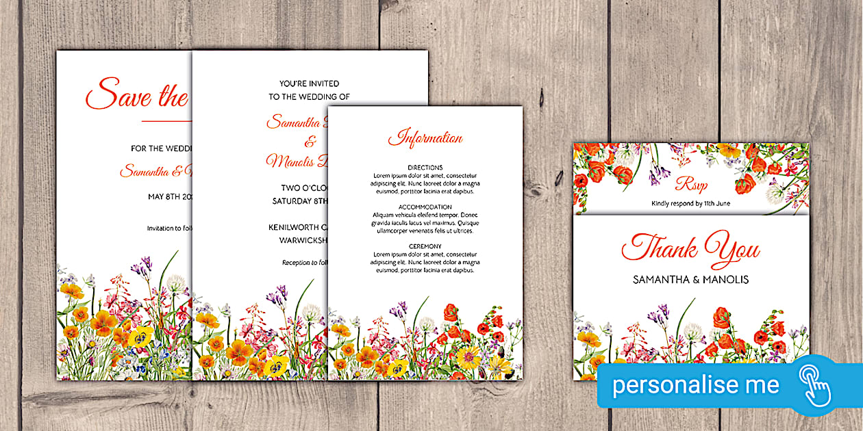 Floral Wedding Invitation Pack (teacher made) - Twinkl