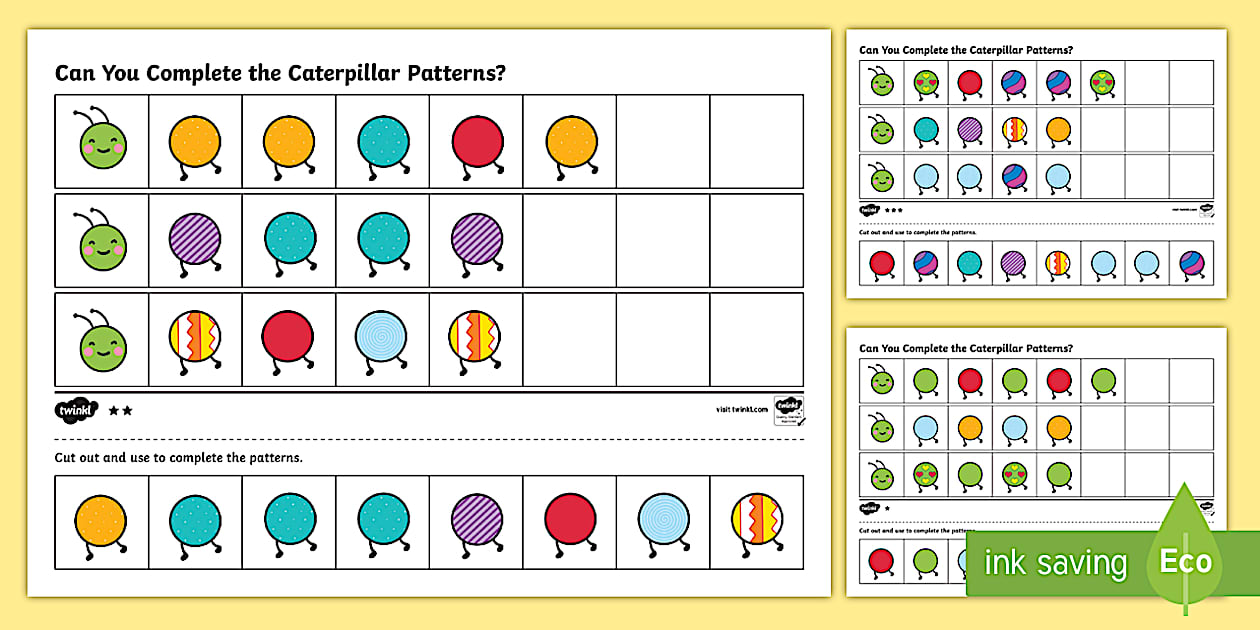 Differentiated Complete the Caterpillar Pattern Activity
