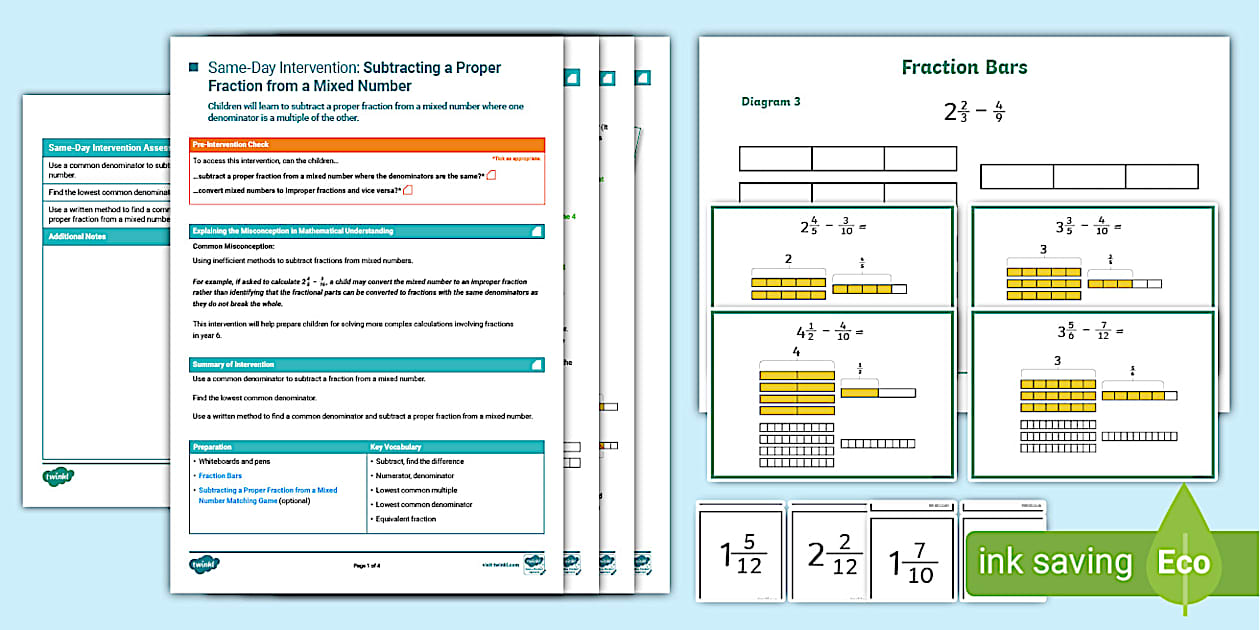 👉 Y5 Intervention: Subtracting a Proper Fraction from Mixed Number