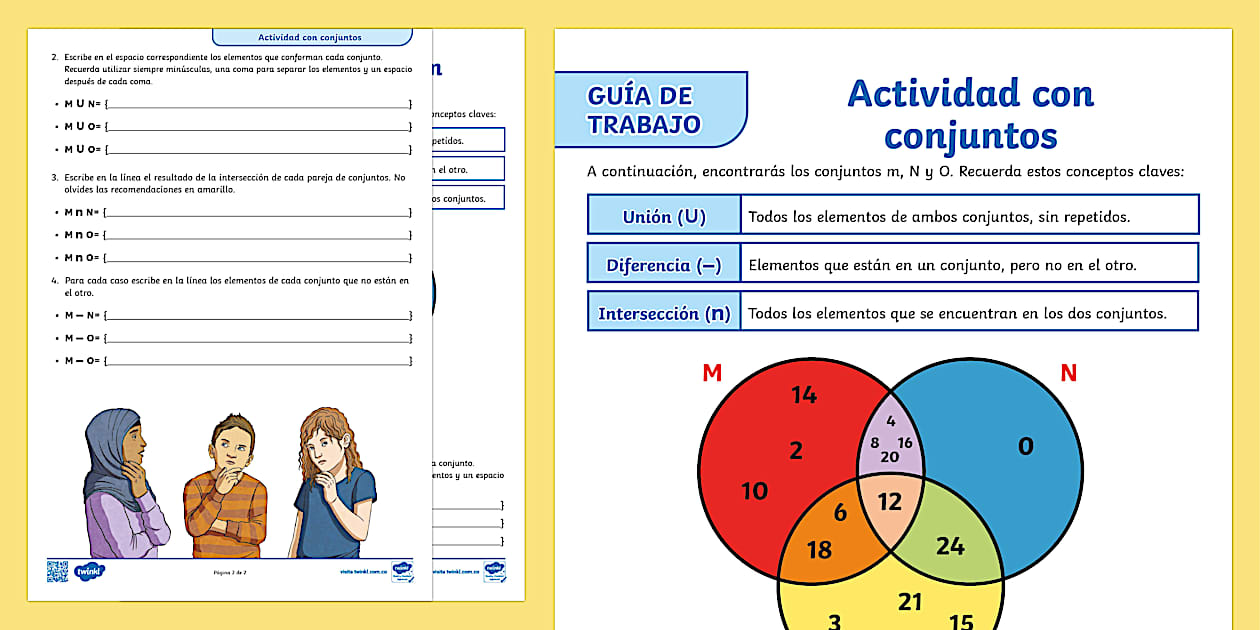 Guía de Matemáticas: operaciones con conjuntos - Twinkl