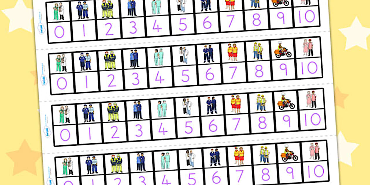 People Who Help Us Number Track 1 - 10 (teacher made)