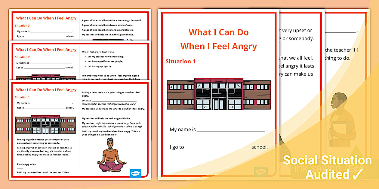 Sometimes I Feel Angry Social Situation - Twinkl