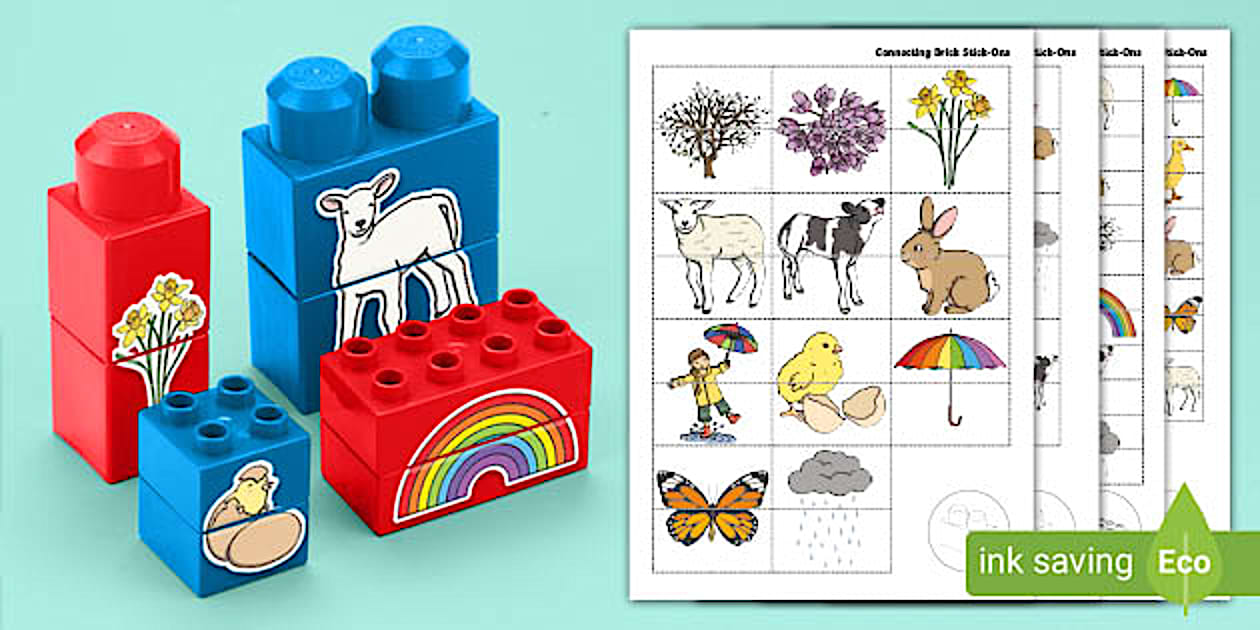 Spring Matching Connecting Bricks Game (teacher made)