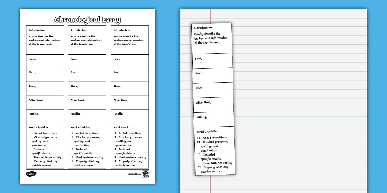Chronological Essay Structure Strips for 6th-8th Grade