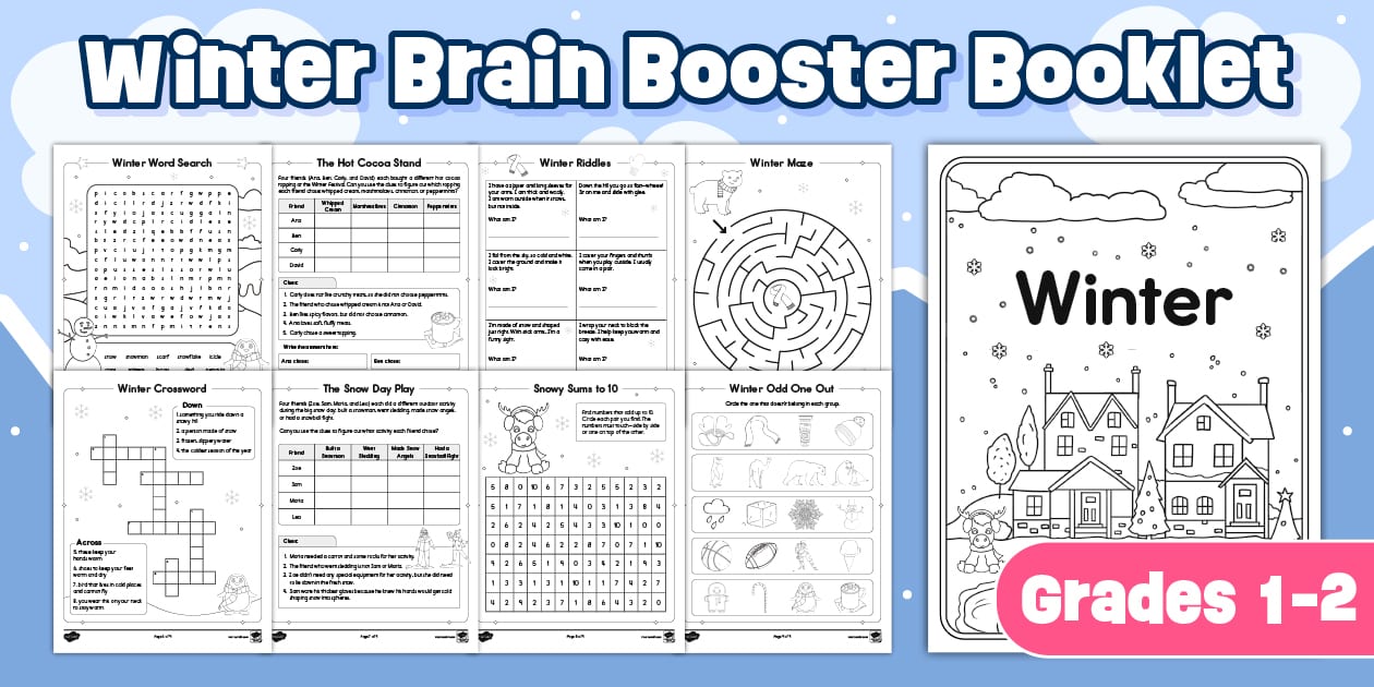 Second Grade Winter Brain Teasers Activity Booklet