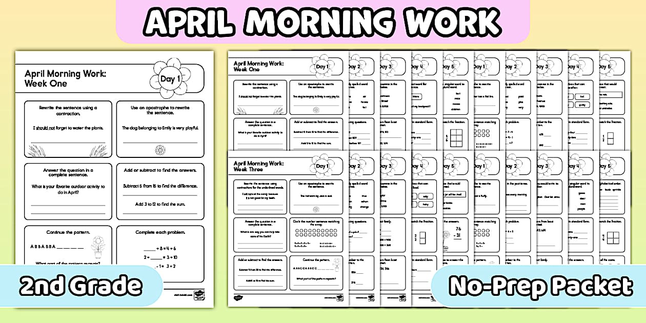 Second Grade April Morning Work Bundle (teacher made)