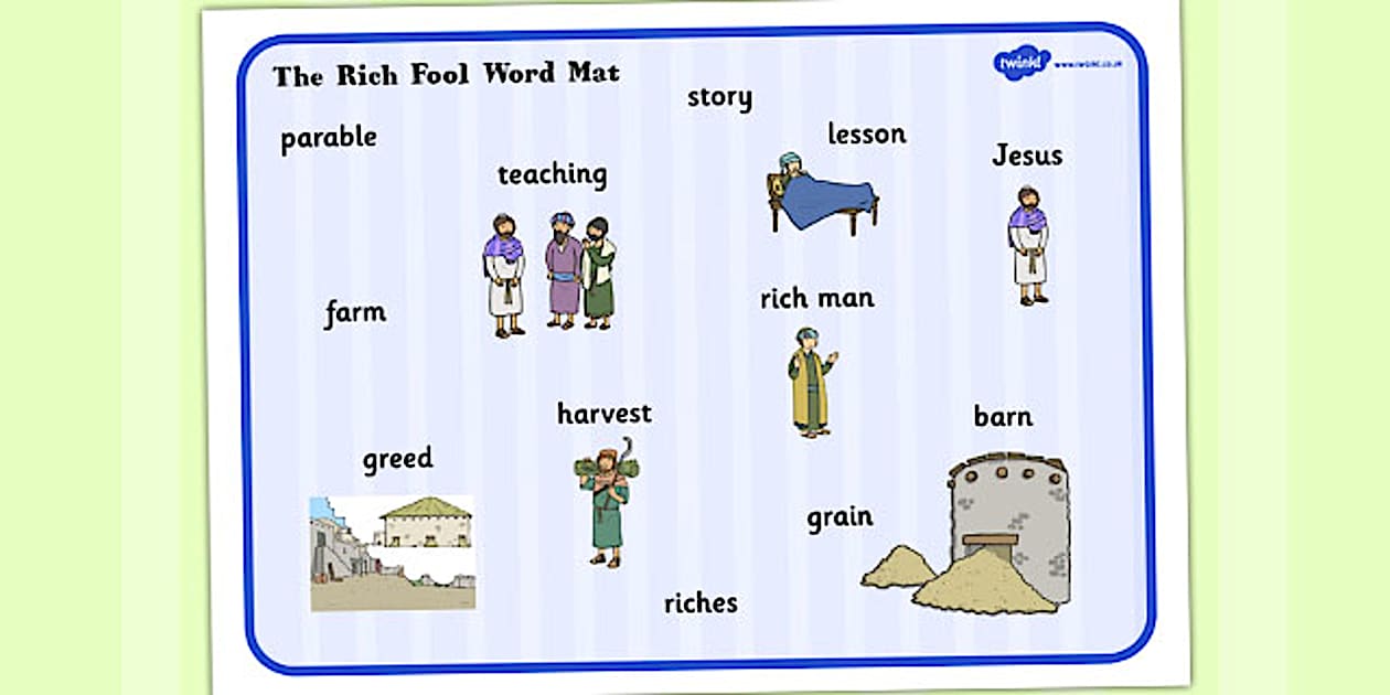 Cursive The Rich Fool Word Mat (teacher made) - Twinkl