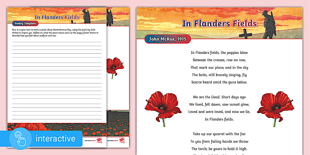In Flanders Fields Poetry Template (Teacher-Made) - Twinkl